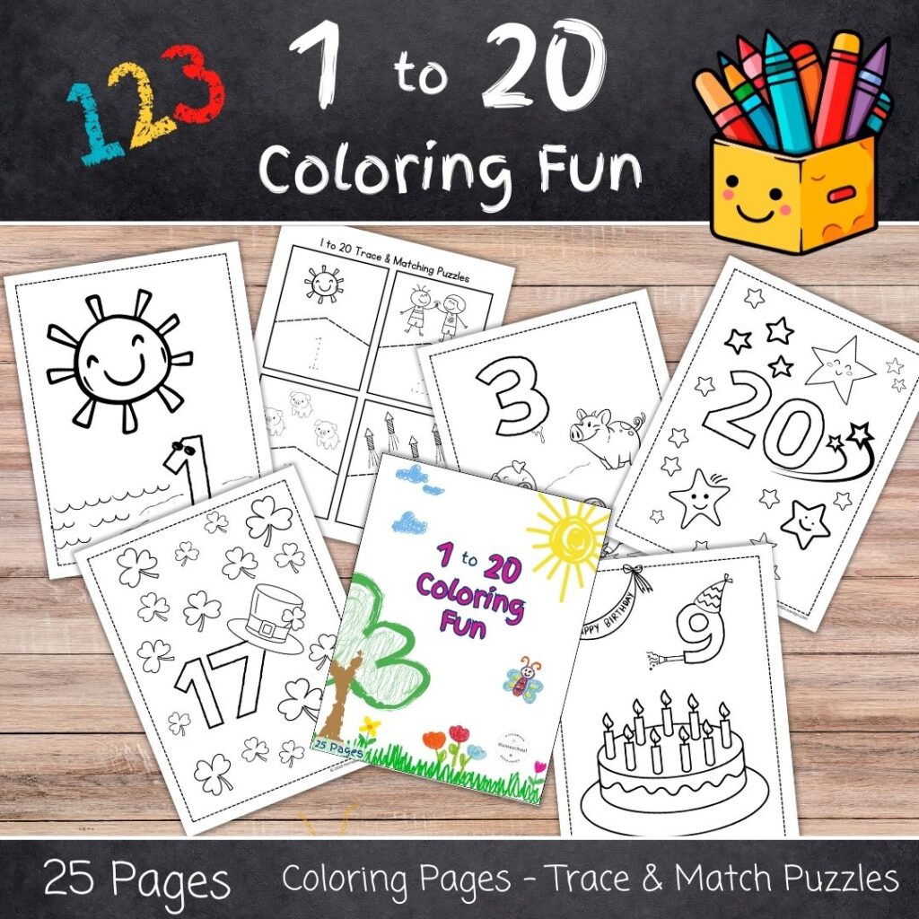 1-20 Number Coloring Fun - Homeschool Giveaways