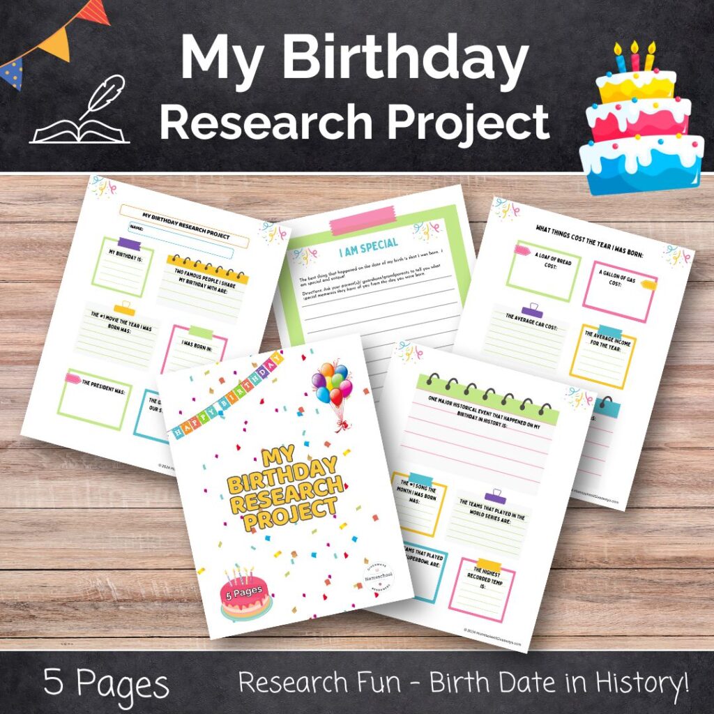 My Birthday Research Project - Homeschool Giveaways