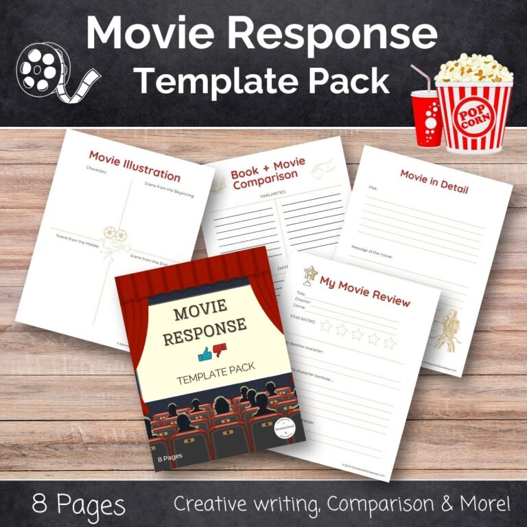 Movie Response Template Pack - Homeschool Giveaways