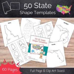 50 State Shape Templates - Homeschool Giveaways