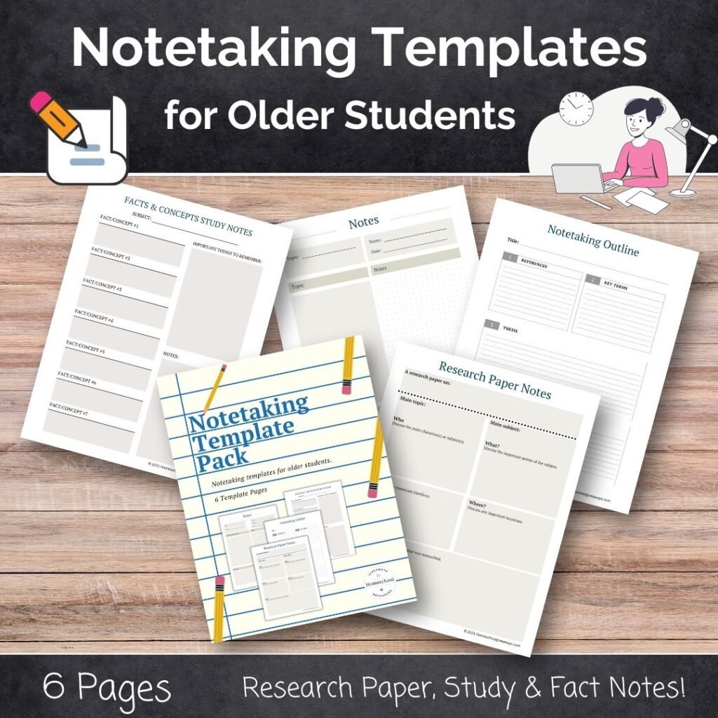 Notetaking Templates for Older Students - Homeschool Giveaways