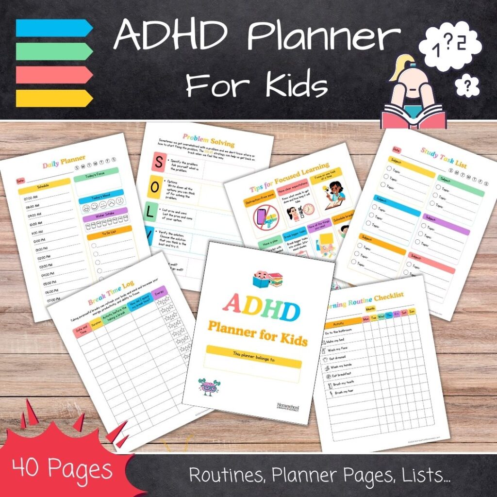 ADHD Planner for Kids - Homeschool Giveaways