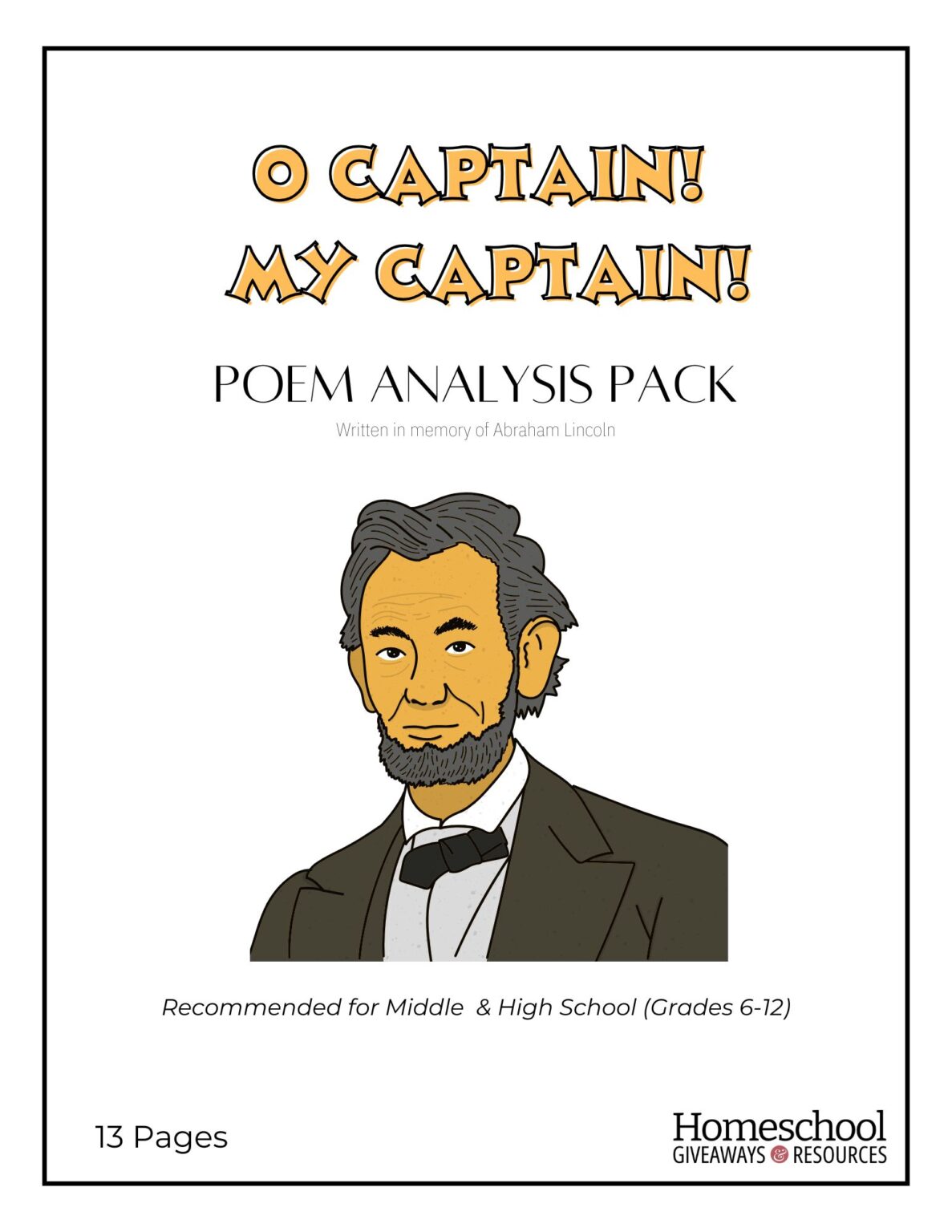 O Captain! My Captain! Poem Analysis Pack - Homeschool Giveaways