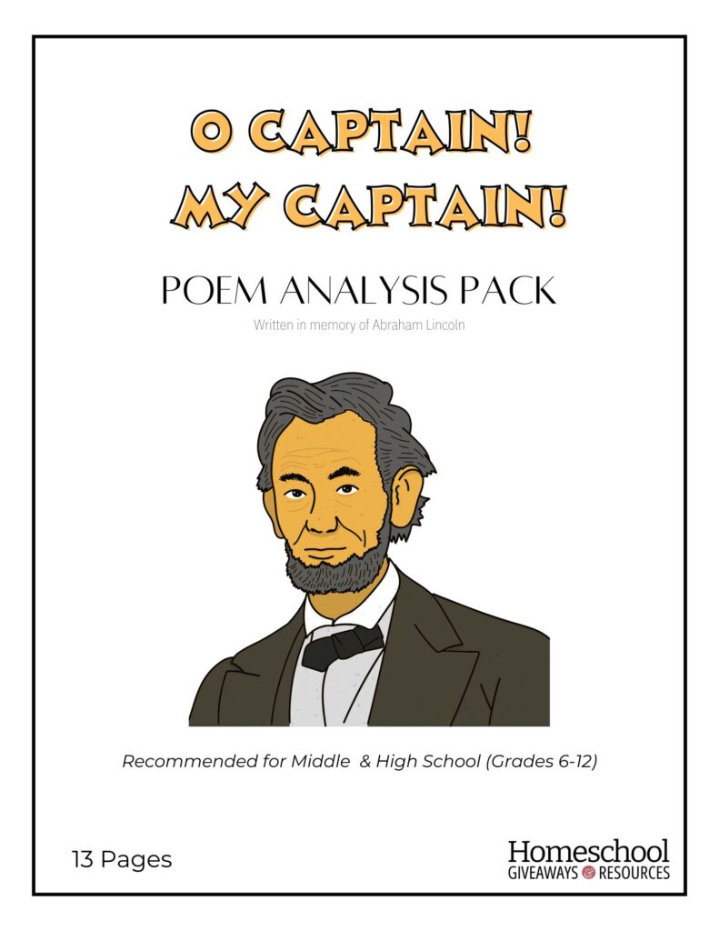 O Captain! My Captain! Poem Analysis Pack - Homeschool Giveaways